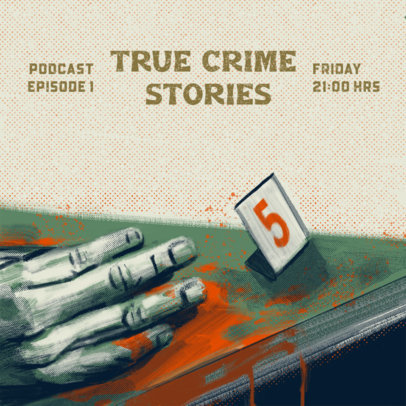 Placeit - Podcast Cover Design Creator with an Illustrated Crime Scene
