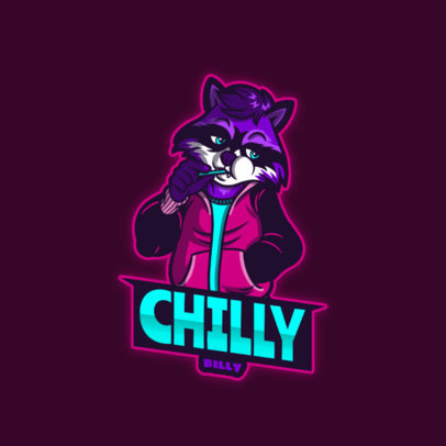 Placeit - Furry-Themed eSports Logo Template featuring a Raccoon Character