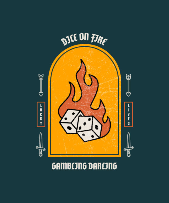 Placeit - Trendy T-Shirt Design Creator with a Graphic of Dice on Fire