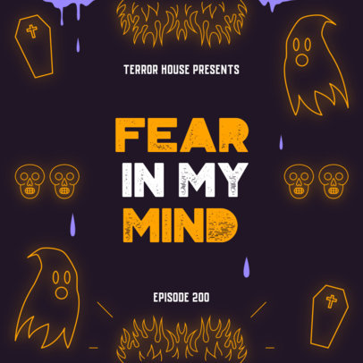 Placeit - Spooky Podcast Cover Template Featuring Ghost Graphics
