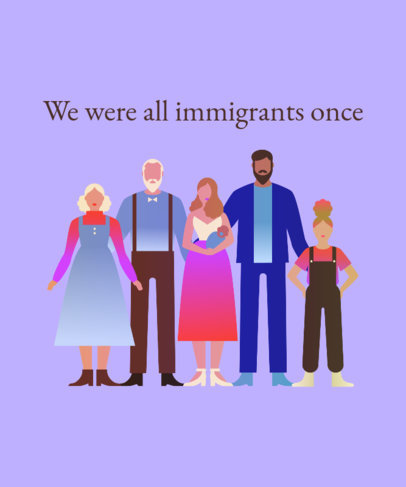 Placeit - Illustrated T-Shirt Design Creator with a Pro Immigration Quote