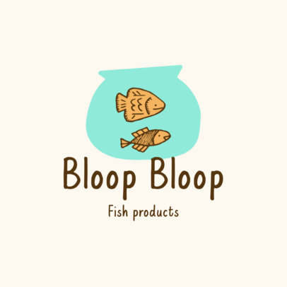 Placeit - Pet Store Logo Maker Featuring a Cartoon of Fish in a Bowl