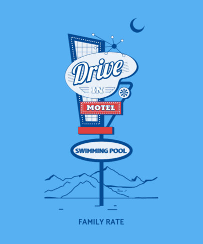 Placeit - T-Shirt Design Creator Featuring a Vintage Motel Sign