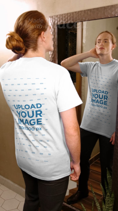 Placeit - T-Shirt Video of a Long-Haired Man Checking Himself Out in ...