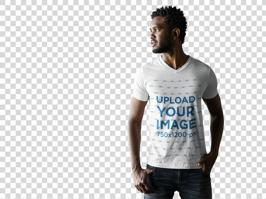Placeit - Transparent T-Shirt Mockup Featuring a Male Model in a Photoshoot