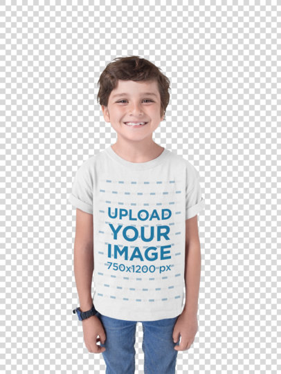 Placeit - Transparent Happy White Kid Wearing a T-Shirt Mockup Against ...
