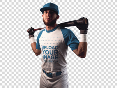 Placeit - Transparent Baseball Uniform Builder - Batter Inside the Dugout