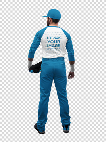 Placeit - Transparent Baseball Uniform Builder - Full Body Back of a Man