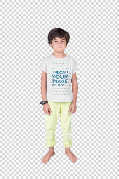 Placeit - Transparent T-Shirt Mockup of a Serious Kid with a Colorful ...