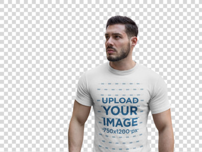 Placeit - Transparent Handsome Buff Man Wearing a Round Neck T-Shirt ...