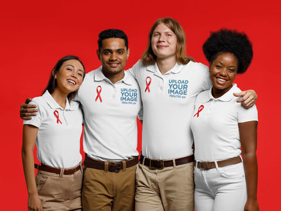 Placeit - Polo Shirt Mockup Featuring a Group of Friends Wearing AIDS ...