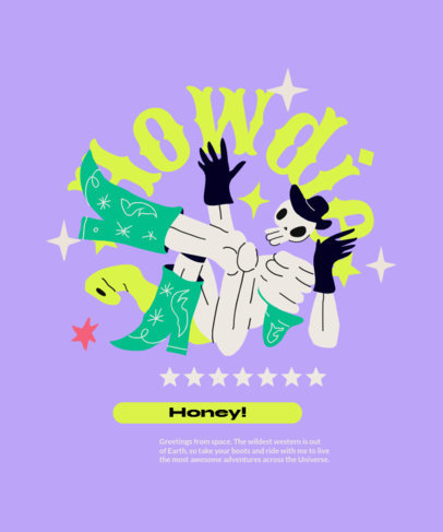 Placeit - Illustrated T-Shirt Design Maker with a Cosmic-Western Theme