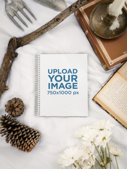 Placeit - Mockup of a Notebook Placed in a Cottagecore-Inspired Setting