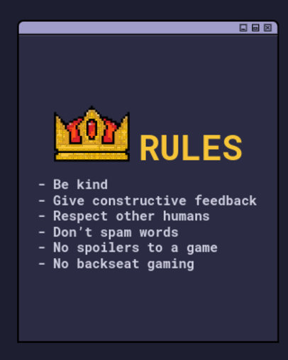 Placeit - Twitch Rules Panel Generator Featuring an 8-Bit Crown Graphic