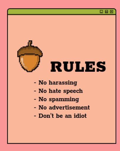 Placeit - Twitch Chat Rules Panel Maker Featuring an 8-Bit Acorn Clipart
