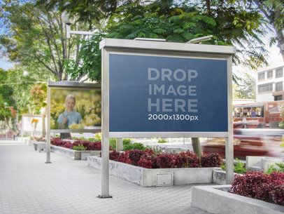 Placeit - Poster Mockup, Poster Set on a Street in a Park