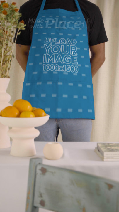 Placeit - Sublimated Apron Video Featuring a Man at a Pottery Studio