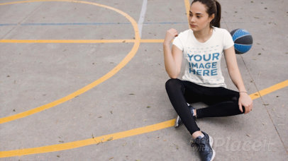 Placeit - Woman Wearing a Round Neck Tshirt Cinemagraph Sitting Down ...