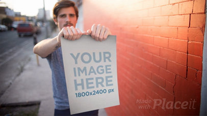 Placeit - Stop Motion of a Poster Held by a Trendy Hipster Man In The ...
