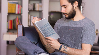 Placeit - Young Hipster Dude Reading a Book in Stop Motion While on His ...