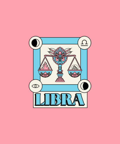 Placeit - T-Shirt Design Creator Featuring an Illustrated Libra Zodiac Sign