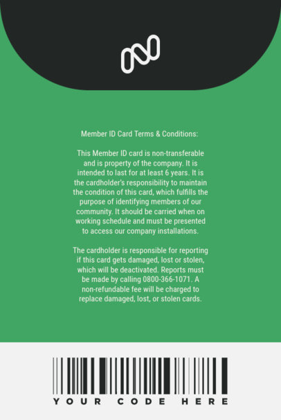 Placeit - Back Company ID Card Generator Featuring the Terms of Use