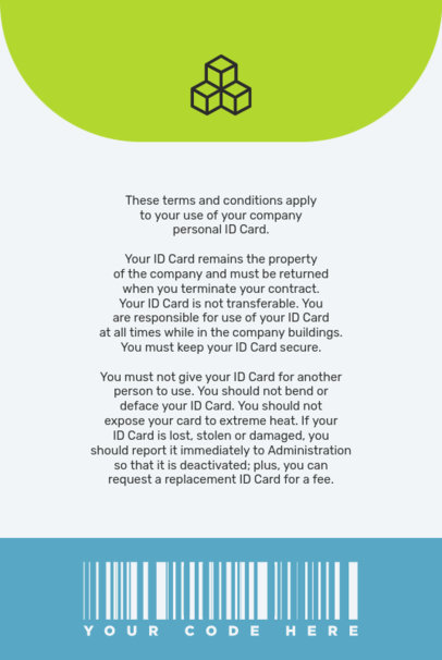 Placeit - Back Staff ID Card Template Featuring Legal Agreements