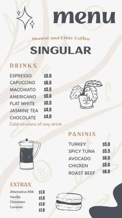Placeit - Coffee Menu Template for Instagram Stories Featuring a Plant ...