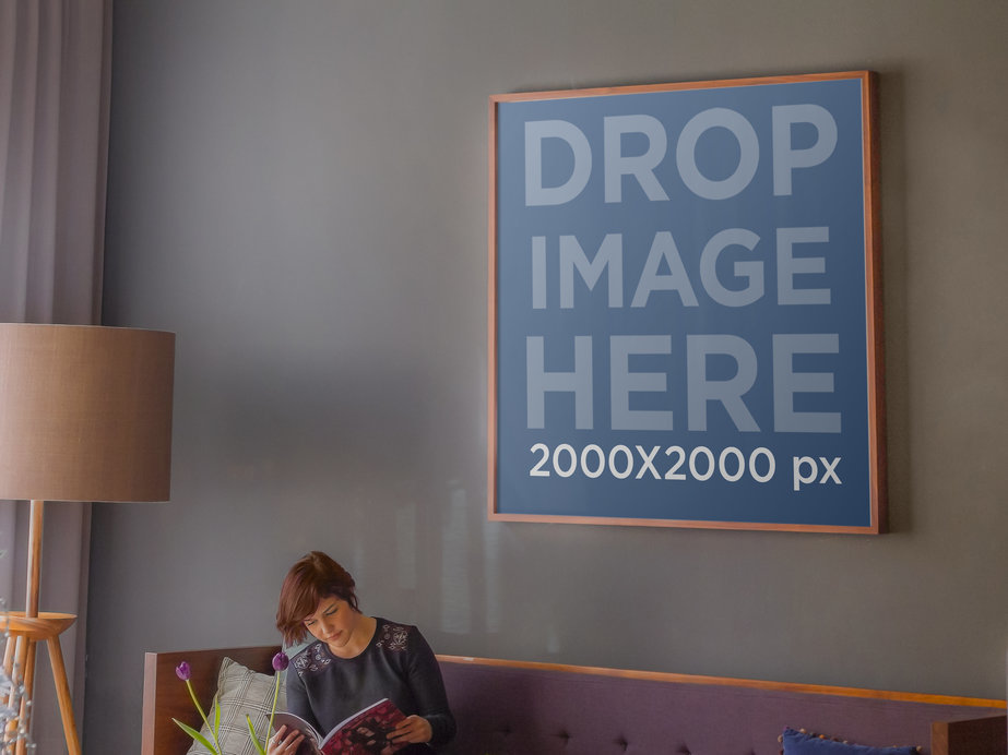 Placeit - Poster Mockup Hung in Lounge Living Room