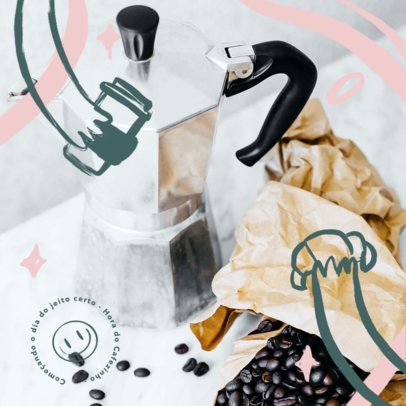 Placeit - Instagram Post Creator with a Coffee Theme and Fun Doodles
