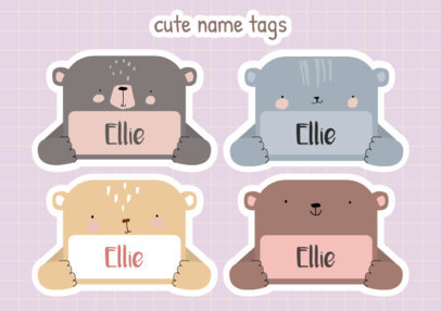 Placeit - Name Tag Creator for Preschool Students With Animal Graphics