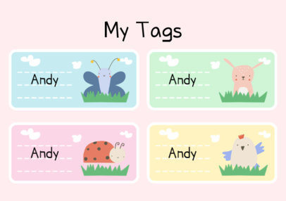 Placeit - Name Tag Maker for Preschool Students Featuring Cute Animals