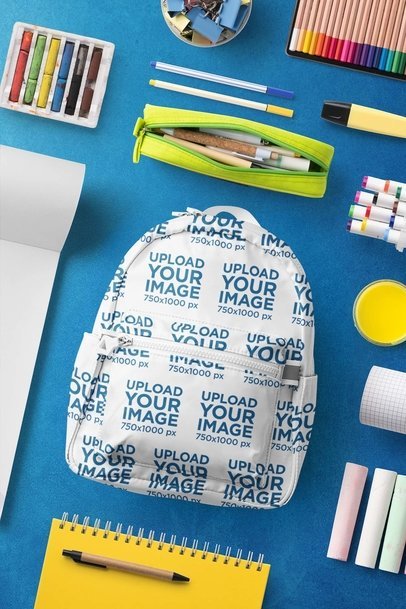 Placeit - Back-to-School-Themed Mockup Featuring a Sublimated Backpack