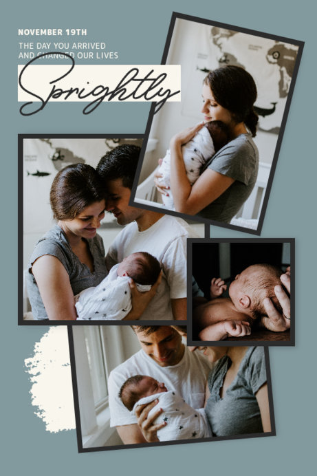 Placeit - Collage Art Print Design Creator With Baby Birth Pictures