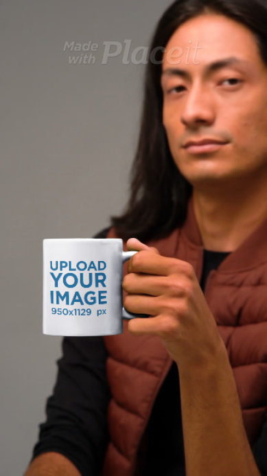 Placeit - Video of a Serious Man Posing With an 11 oz Mug