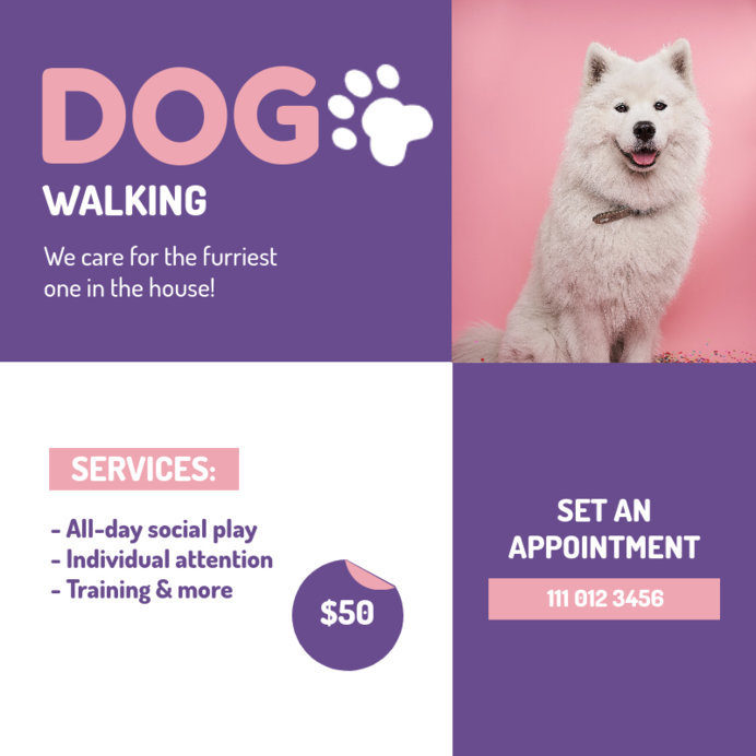 Placeit - Instagram Post Maker for a Dog Walking Service Ad