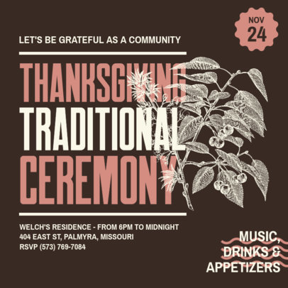 Placeit - Instagram Post Template for a Traditional Thanksgiving Ceremony