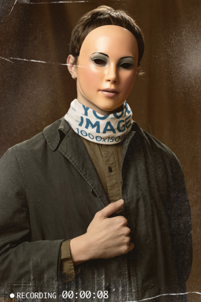 Placeit - Sublimated Neck Gaiter Mockup Featuring a Man with a Creepy ...