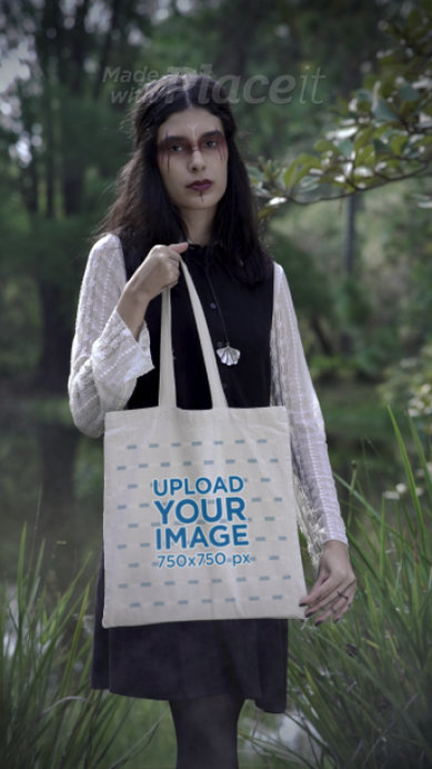 Placeit - Wicca-Themed Video Featuring a Woman Carrying a Tote Bag in a ...