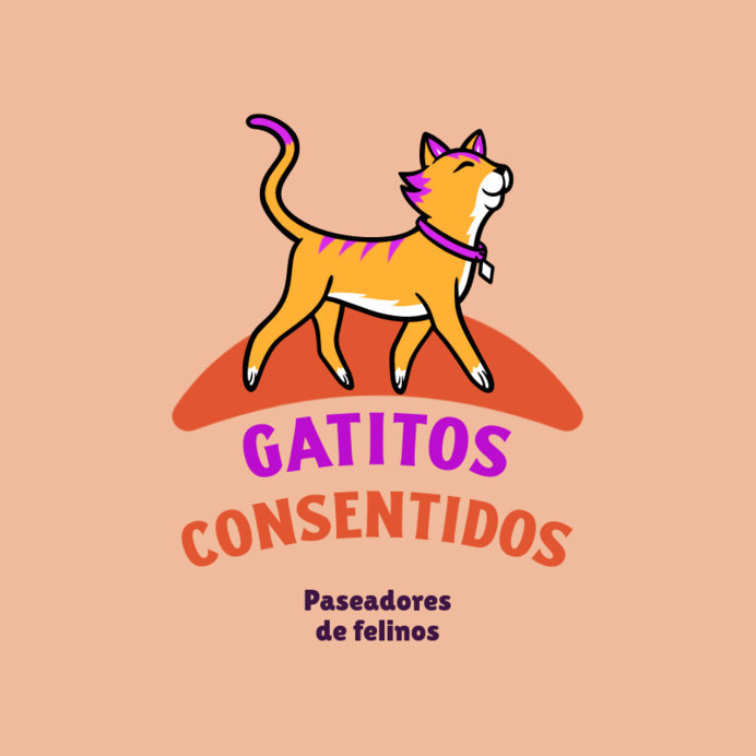 Placeit - Cat Walking Service Logo Template Featuring a Kitten Graphic