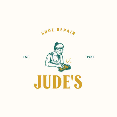 Placeit - Shoe Repair Logo Maker Featuring a Woman Worker Graphic