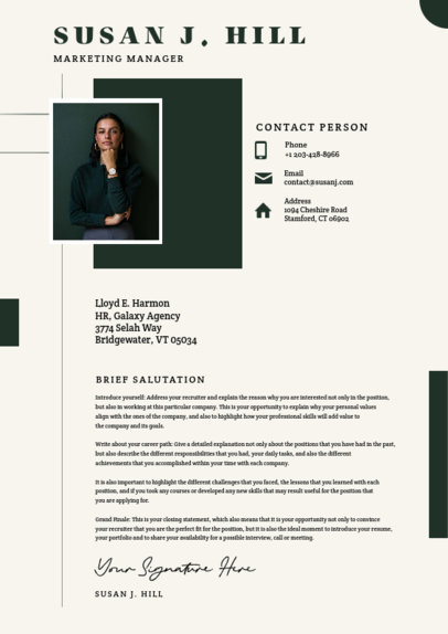 Placeit - LinkedIn Cover Letter Maker Featuring Info for a Marketing ...