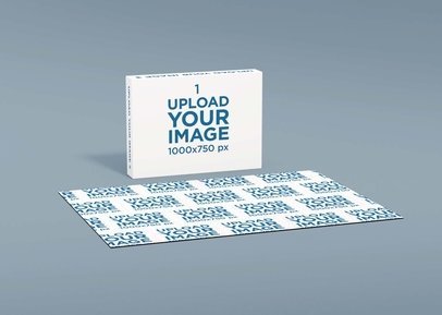 Placeit - Mockup of a Puzzle With a Cardboard Box