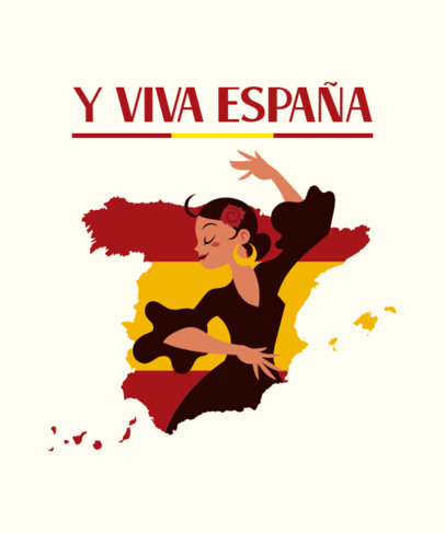 Placeit - T-Shirt Design Template Featuring a Spain Map with a Flamenco ...
