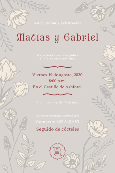 Placeit - Invitation Design Template for an LGBT Wedding With Flower ...