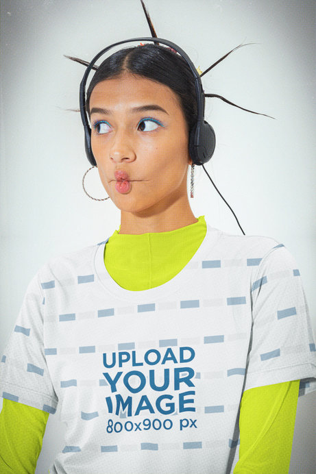 Placeit - Jersey Mockup Featuring a Woman With a Y2K-Themed Style