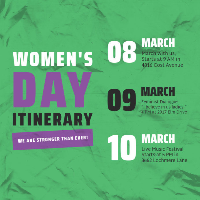 Placeit - Instagram Post Generator Featuring a Women's Day Events Schedule