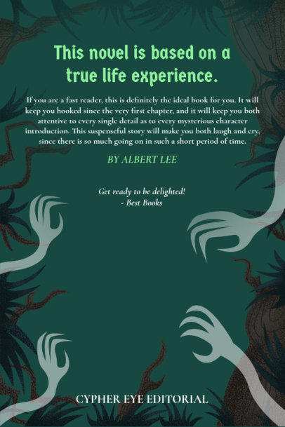 Placeit - Horror Back Book Cover Generator Featuring Creepy Hand Graphics