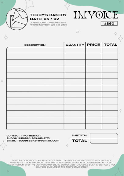 Placeit - Invoice Maker for a Bakery Shop Featuring Abstract Frames