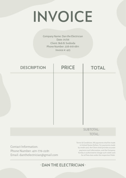 Placeit - Invoice Template Featuring a Minimalist Style for Electrician ...